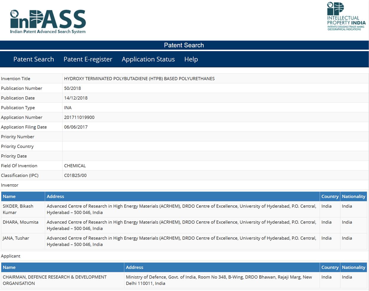 Patent for UoH faculty: Research in Solid Rocket Propellant