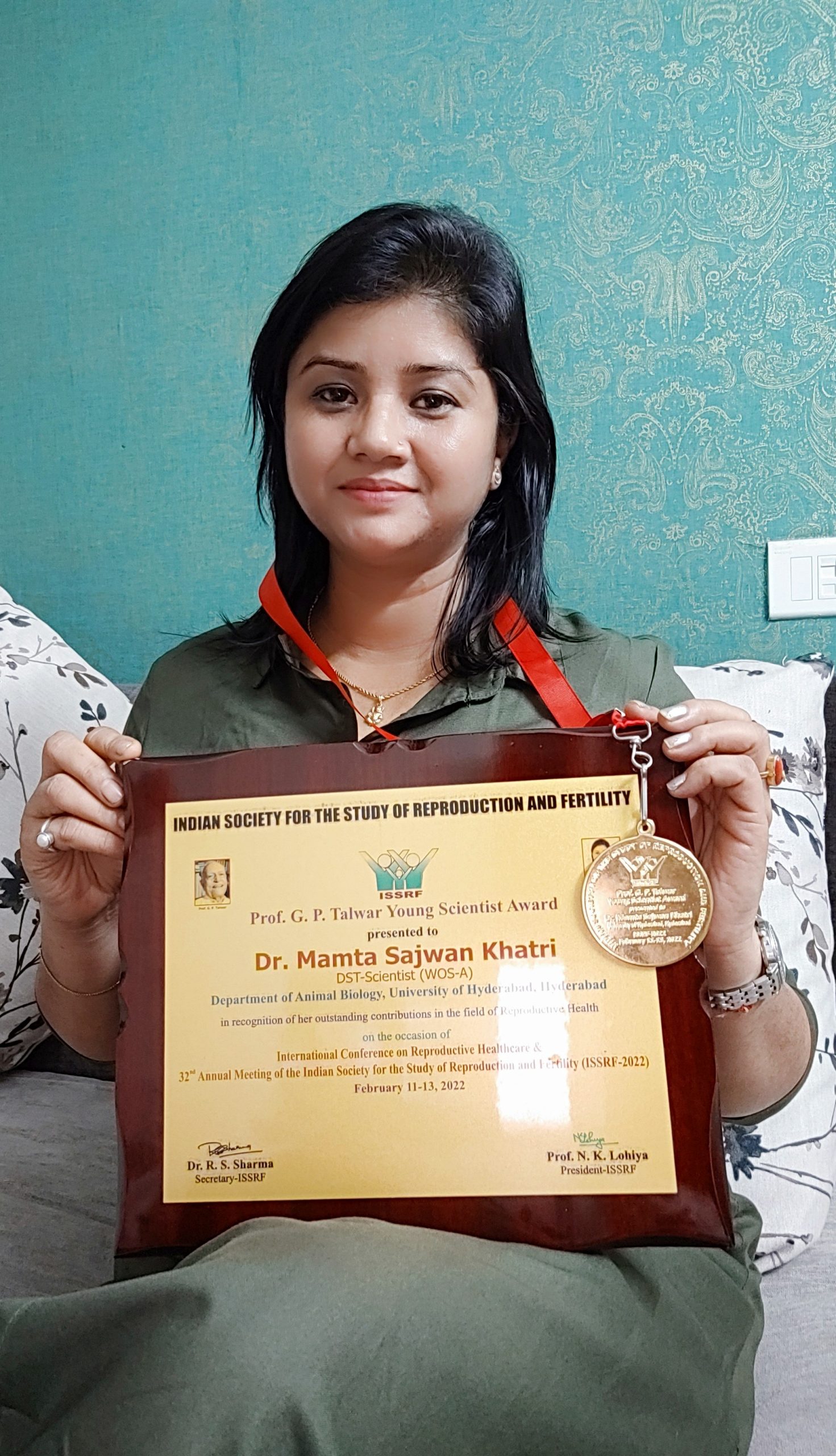 Dr. Mamta Sajwan Khatri awarded Prof. G.P. Talwar Young Scientist Award ...